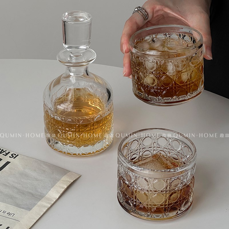 ins风欧式冷萃咖啡p可叠玻璃杯威士忌酒杯果酒瓶杯壶套装冷泡茶杯