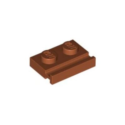 乐高/LEGO零件 6228839 32028 4616022深橙色1x2单侧带滑槽轨道板