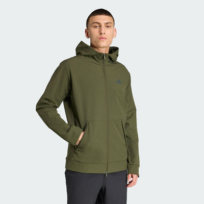 adidas阿迪达斯男子运动训练梭织连帽夹克外套KE4370