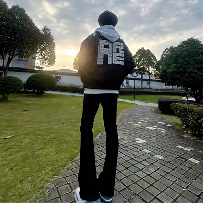 黑色517版型微喇牛仔裤男款美式