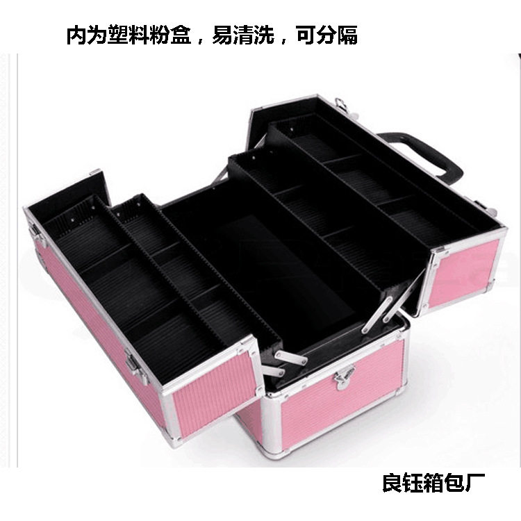 厂家批发化妆箱 高档大容量双开美容美发工具 纹绣工具箱铝合金箱
