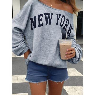 Casual Wearable Home Top Letter Print Pullover Comfortable