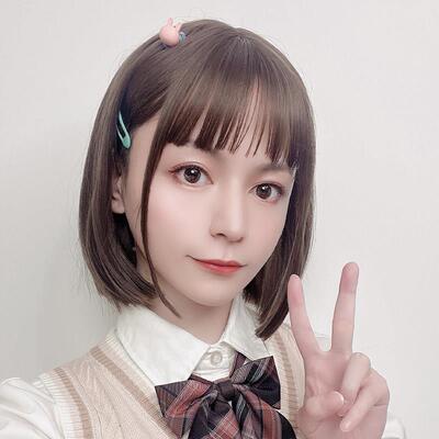 甜美可爱日系VUL少女彷真修自然脸哑锁骨JK学院风假发发中长发光