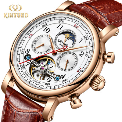 KINYUED大牌风机械手表全自动陀飞轮男士手表镂空机械表高端男表