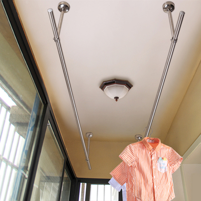 永固不锈b钢固定式晾衣杆阳台顶装固定晾衣架单杆凉衣架杆式晒衣