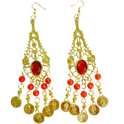 速发舞蹈表品配出饰演头饰红珠项链肚皮舞跳舞吊币宝耳环手链