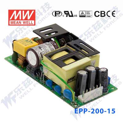 EPP-200-15 200W 15V13.4A 单输出高效能PFC裸板明纬电源【含税】