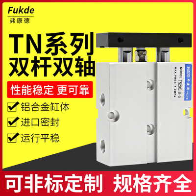 双杆气缸双轴TN10x10s小型16/30/20/25/32气动配件双出杆全套汽缸