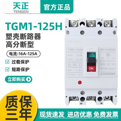 TENGEN天正电气TGM1-125H/3300高分段断路器极限短路分断能力85KA