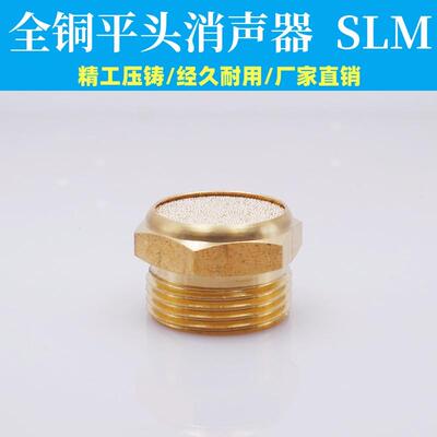 气动电磁阀消音器6分1寸1.2寸1.5寸2寸平头消声器SLM-06-10-12-15