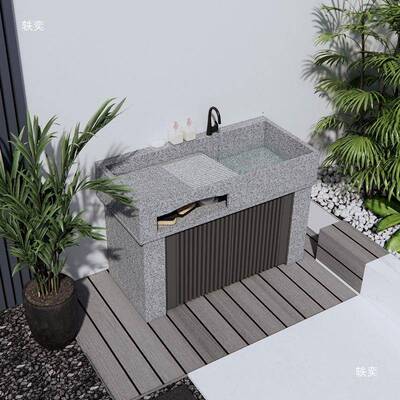 花手岗洗衣池台盆105一岩体带搓衣板庭室院内外洗池大理石户外水