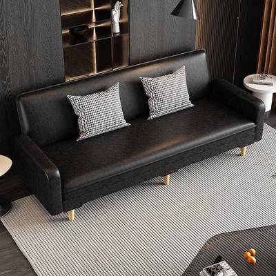 出租型房可折叠两革用沙发猫985爪皮油蜡P皮布艺三人U小户简易沙