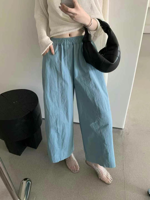 卡曼诗kms韩版正品30162百搭显瘦松紧腰直筒九分休闲裤女