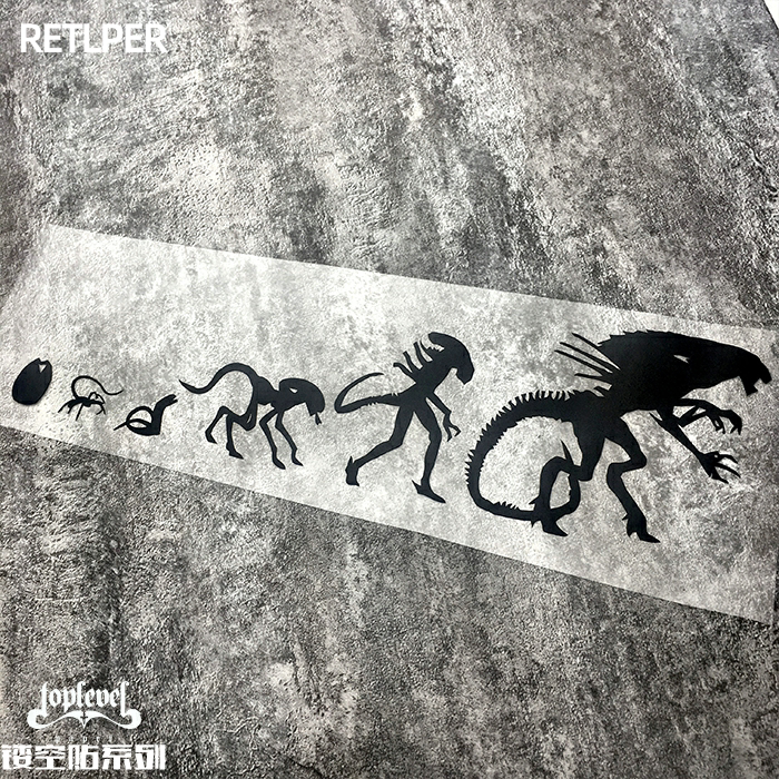 TLP镂空车贴 异形进化图科幻博物馆贴纸图书馆防水贴