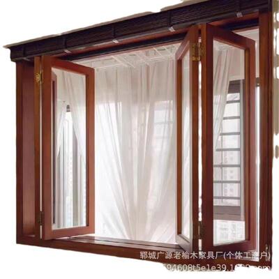 老榆木拉木折叠窗创意推小户型原木室内实窗户隔VQZ奶茶店折断叠