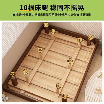 全木榻实榻米无头卧室床双家用小户型静音NZW加密加人厚无床头排