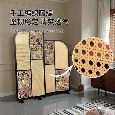 法式复古白蜡木轻百鸟汇屏风客厅隔断折叠玄装饰百鸟汇屏关中风艺