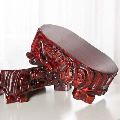 速发实木根雕奇石头挖座佛像可底槽花盆花瓶栽茶壶玉石器摆件圆形