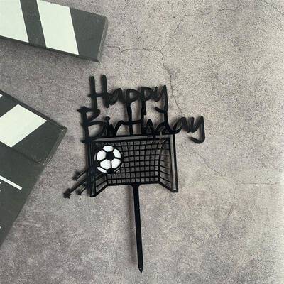 版权蛋糕装饰男士男神足球happybirthday亚克力蛋糕装饰插牌生日