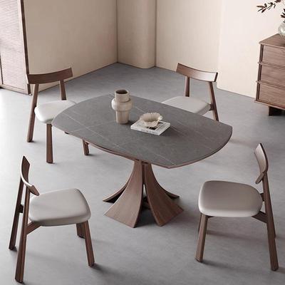 法式复古可纯伸方缩岩餐桌家板用MZL-9042小户型白圆两用圆形窈窕