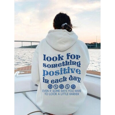 letter printed long sleeved hooded sweatshirt 印花长袖连帽衫