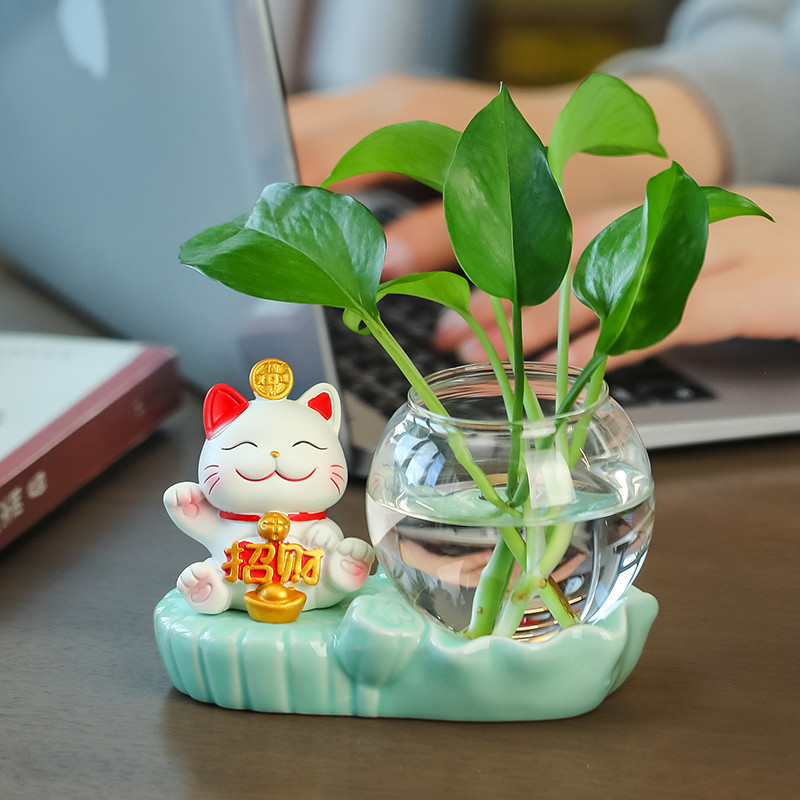 招财猫摆件创意水培店铺开业送礼高级感大号客厅家居红酒柜小摆设
