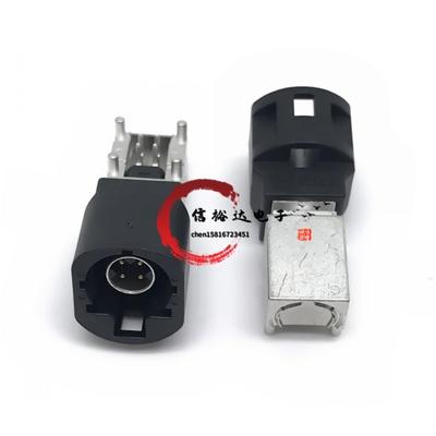 ECT汽车线束板端 FAKRA天线插头LVDS HSD4直角A型黑色公头  2GHz