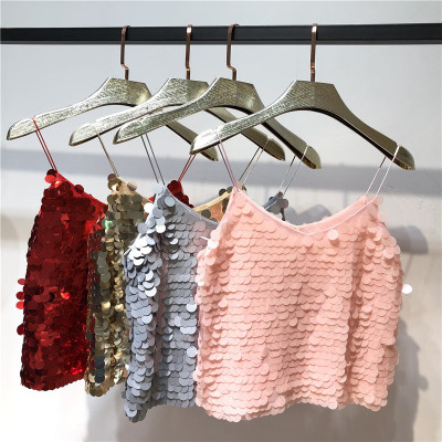 sexy top with sequins suspenders bling亮片闪闪性感上衣吊带女