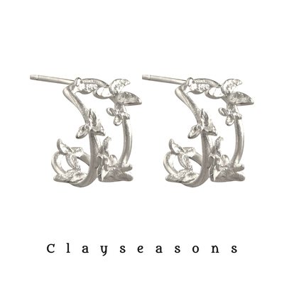 Clayseasons丁香双层耳钉 度假风银针养耳洞原创小众精致手工肌理