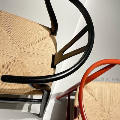 设计原木椅子CarlHansen  CH24艺术凳轻奢家用叉骨椅X简约意式餐