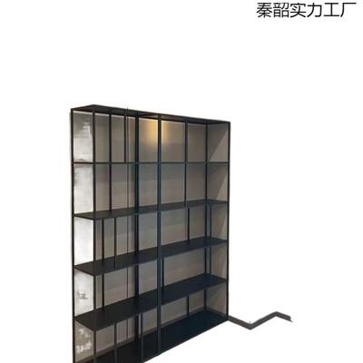 轻奢落地书架墙CVF金属置整物架客厅隔断办公室书业房工风书展柜