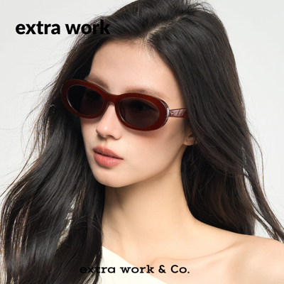 extrawork 茶叶蛋板材太阳墨镜偏光镜片椭圆窄框韩版时尚眼镜EGG