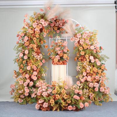 婚庆仿真花秋色拉德系牛角美门装饰花拱婚礼花艺色背景绢门PCW花