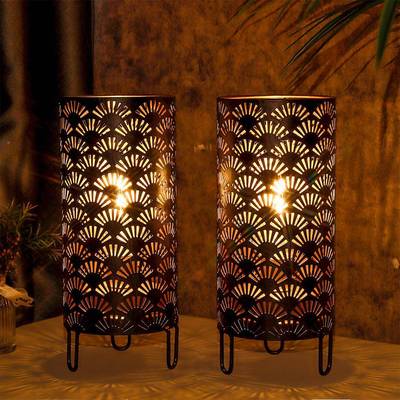 家艺颜LED灯镂空铁艺空圆于LEX柱形金属烛台茶，用派对家居装厂饰