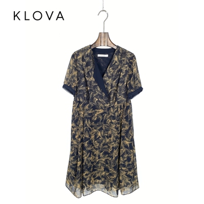 柯罗芭夏季专柜同款时尚A型蓝黄印花连衣裙  LW5205 ￥3890