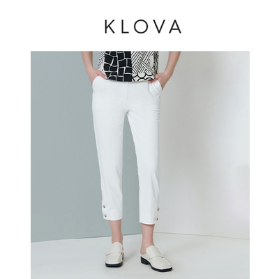 柯罗芭夏季专柜同款时尚白色小脚休闲裤  KW2691 ￥2390