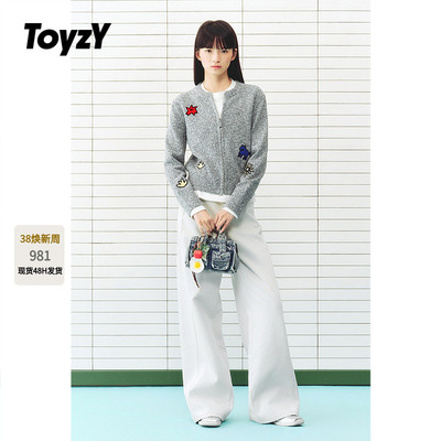 ToyzY2026春季新款休闲趣味刺绣毛针织衫开衫ZC36106800
