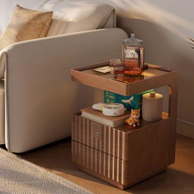 置实木床头柜简现代家卧室带锁HZM储物柜小型床边用物架简易约收