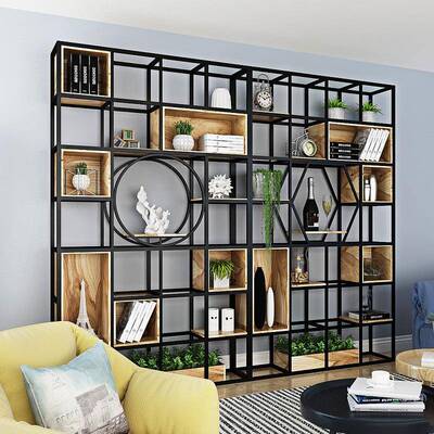 美式铁艺隔断格置物架书玄关实木落装饰陈列架多VHH层子地架置物