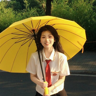 速发背着宰善跑黄色雨伞晴雨两用防晒防紫外线加大加厚长柄伞高颜