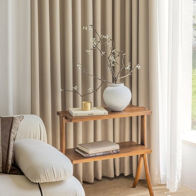 高精密布加长3米奶m白抹茶轻奢全遮光窗帘成品自建房别墅客厅卧室