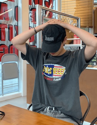 24SS重磅纯棉美式复古新款T恤ins