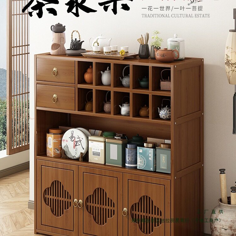茶架子茶柜置物架博古架非实木新中式摆件展示柜茶室茶具收纳架