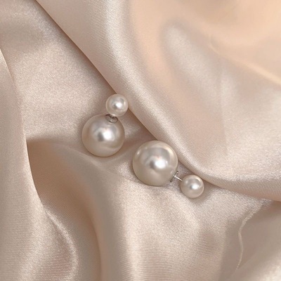 珍珠耳钉百搭大小双面耳环925气质银针轻奢耳饰新款高级不掉色