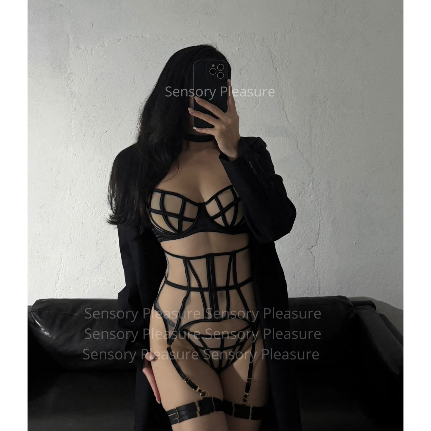 SensoryPleasure高级透视塑形收腰显瘦吊袜带薄聚拢显胸性感内衣