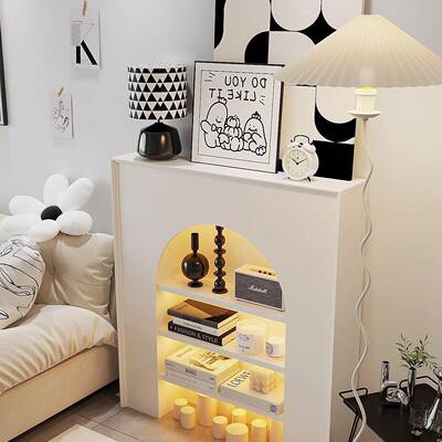 107法术式带壁灯白色假炉装饰边柜客厅入户靠玄关置物架墙艺展示