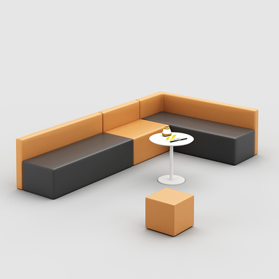 速发卡会座客洽谈样品屋展示发心接待室休息区异形长条凳异形沙中