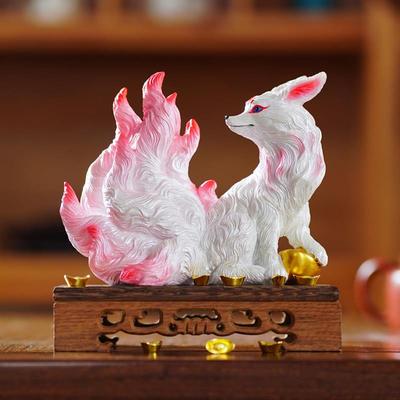 九尾狐桌面神像摆件招财供奉堂口白狐小狐狸真身灵狐娘娘生日礼物