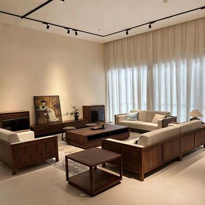 宋氏轻美学北美黑胡桃沙木发组合现代奢新式实78000木沙中发高端