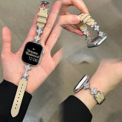软软派适用于iWatchS11爆闪四叶草表带苹果手表applewatchSE3女款